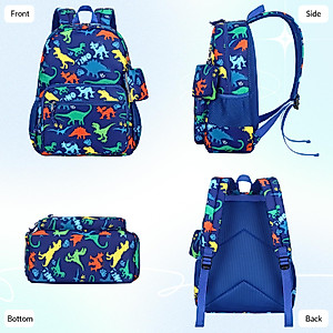mygreen Dinosaur Backpack for Boys Backpacks for Elementary School 15 inch Backpack for Boys with Coin Purse 5-7 6-8 School Bag 2nd 3rd Grade Blue