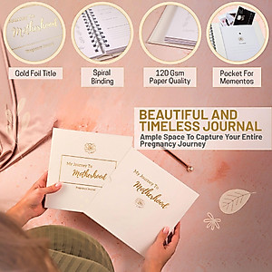 Perks & Joys Pregnancy Journal - 8.1x8.1in Ivory, 120 GSM Paper, 4x6in, 3x3in, 4x4in Photo Spaces, Keepsake Pocket, Sentiments