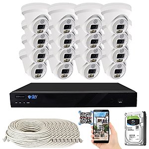 GW Security 16 Channel 8MP Fulltime Color Night Vision 4K NVR Security Camera System with 16 UltraHD 4K IP Two-Way Audio Outdoor/Indoor Smart AI Human Detection PoE Dome Cameras