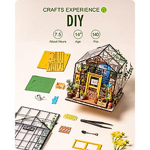 Rolife DIY Miniature House Kit Greenhouse, Tiny for Adults to Build, Mini House Making Kit with Furnitures, Halloween/Christmas Decorations/Gifts for Family and Friends (Cathy's Greenhouse)