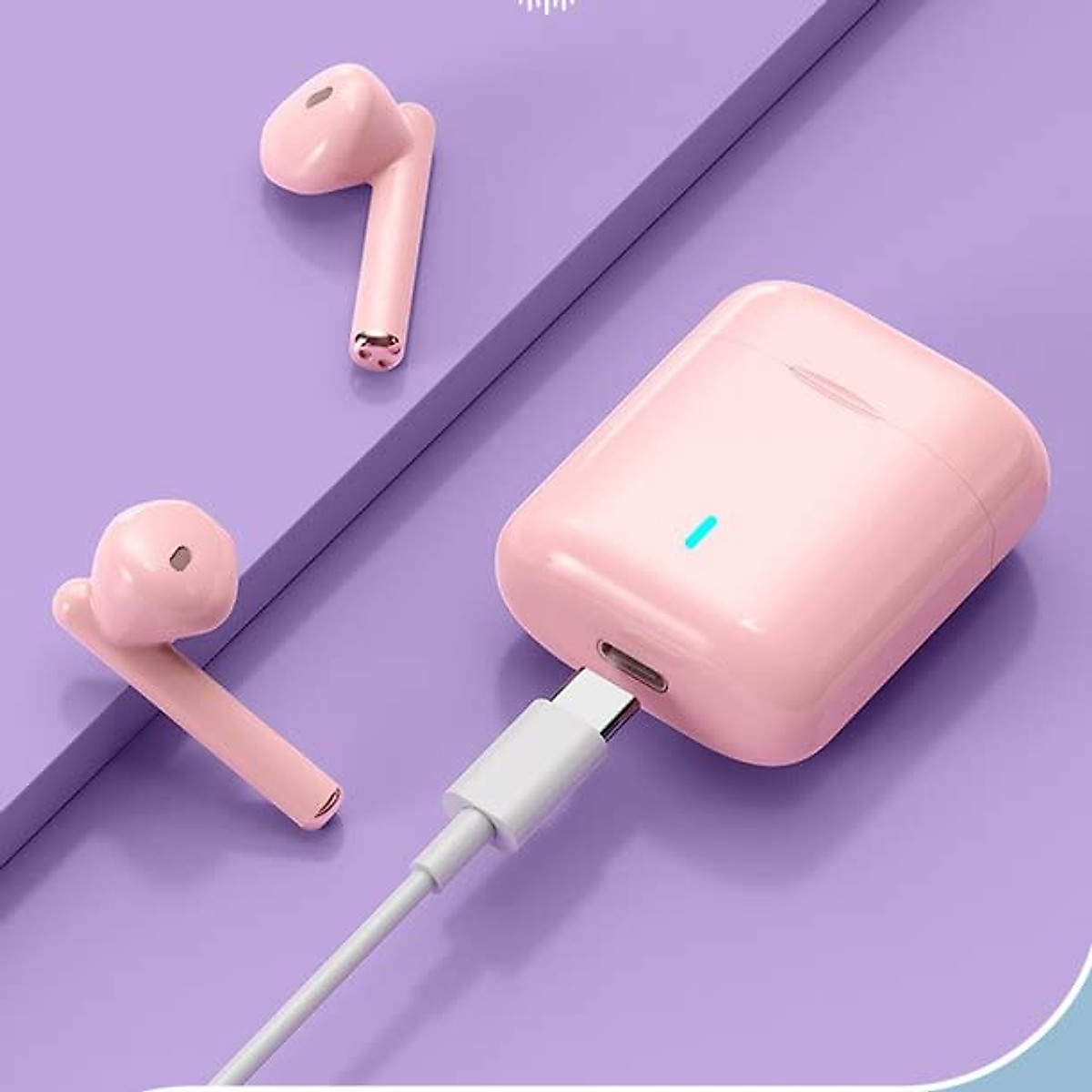 LADUMU Headphones Bluetooth V77 Pink for Gaming for Man Bluetooth Earbuds for Kids High-end Invisible Party New Year’s Gift