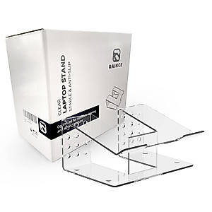 RAINCE Acrylic Laptop Stand: Premium Clear Laptop Stand for Desk. Stable & Ergonomic Design with Anti-Slip & Scratch Protection. Compatible with 10 to 16 inch Laptops