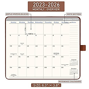 2023-2026 Monthly Pocket Planner/Calendar - 3 Year Pocket Monthly Calendar, Jul 2023 - Jun 2026, 6.3" × 3.8", 36-Month Planner with Pen Hold, Elastic Closure, 2 Bookmarks, Inner Pocket, Thick Paper, Brown