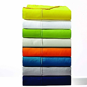 Modern Threads Amrapur Overseas Soft Solid Sheets-100 GSM Luxurious Microfiber Bed Includes Flat, Fitted Sheet with Deep Pockets, & Pillowcases, Twin, Orange