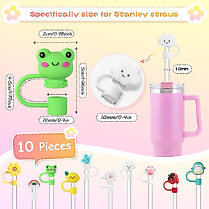 10pcs Straw Cover Cap for Stanley Cup 30&40 Oz, Tumbler Shape Straw Lids Silicone Straw Topper Straw Tips Cover Reusable Straw Plugs Soft Cute Straw Dispenser Tips for 8-10 mm Stanley Cups Straws