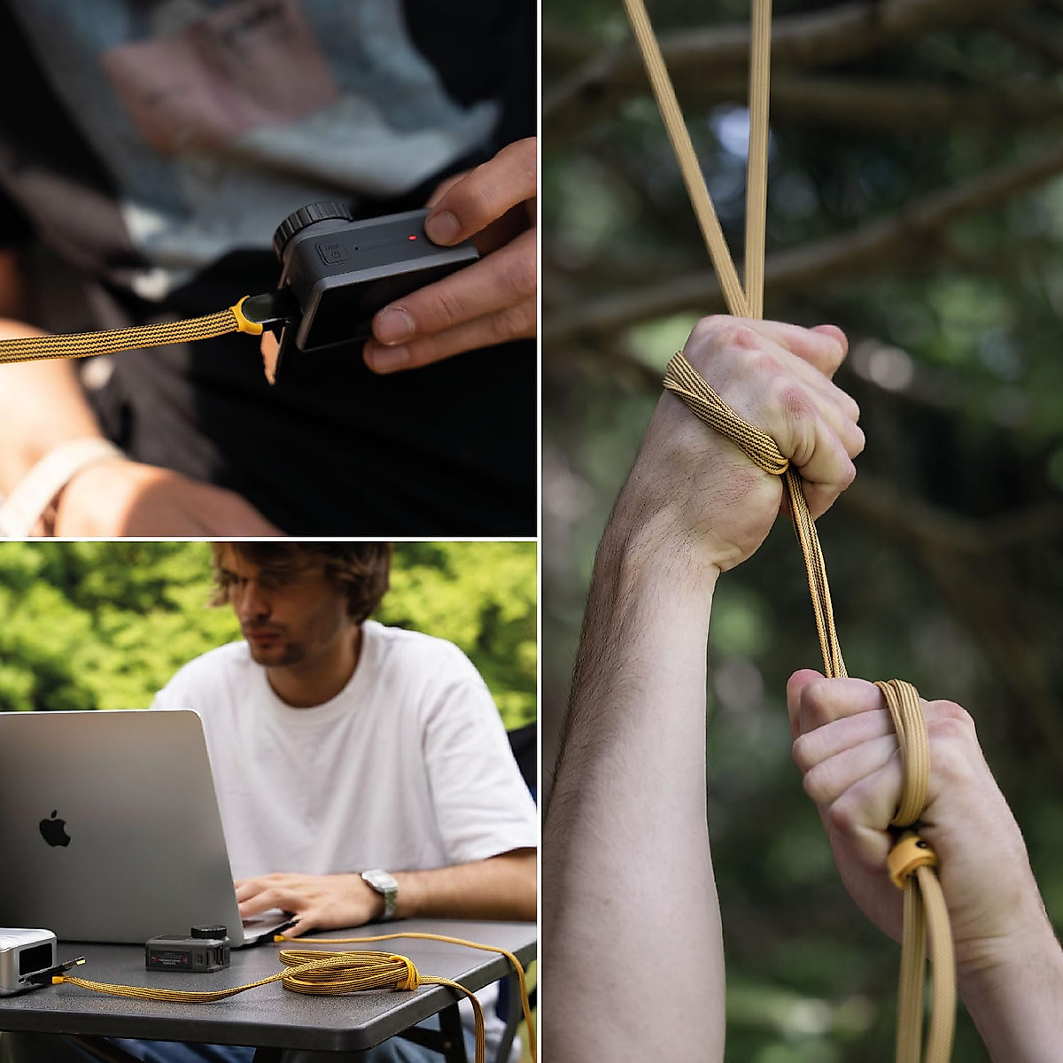 Rolling Square inCharge XL 6-in-1 Multi Charging Cable, Portable USB and USB-C Cable with 100W Ultra-Fast Charging Power, 10 Ft/3m, Glacier White