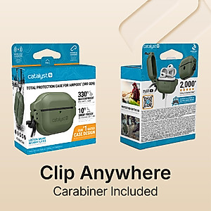 Catalyst Airpods 3rd Generation Case, 330ft Waterproof Total Protection Case for Airpods 3, Shockproof Case for Airpods 3rd Generation, Durable Protective Case for Airpods 3 with Carabiner