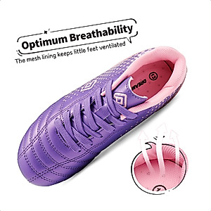 DREAM PAIRS Boys Girls SUPERFLIGHT-1K Outdoor Football Shoes Soccer Cleats Light/Purple/Pink Size 1 Little Kid