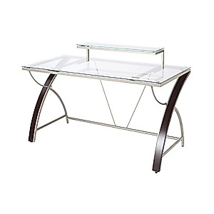 Realspace® - Desk - Axley 55" W Glass Computer Desk - Laminate - Laminate - 58.5" x 30" x 5.27" - Cherry/silver