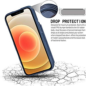 Arae Compatible with iPhone 12 Case and iPhone 12 Pro Case - Wallet Case with PU Leather Card Pockets Back Flip Cover for iPhone 12/12 Pro 6.1 inch - Blue