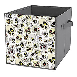 Skull Pattern Collapsible Storage Bins Basics Folding Fabric Storage Cubes Organizer Boxes with Handles