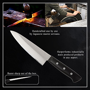 Syosaku Japanese Chef Knife Molybdenum Vanadium Stainless Steel w/o Bolster, Gyuto 7-inch (180mm) Dishwasher Safe