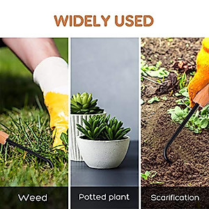 YARNOW Handle Weeder Garden Weeding Tool for Home Outdoor Garden Digging Cultivator Weed Remover Tool Gardening Gift Single-Claw Hook (Black)