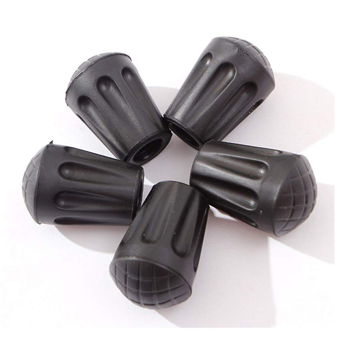 Ruzzut Black Rubber Diamond Trekking Pole Tip Protectors, Hiking Pole Replacement Tips for Trekking Poles, Fits Most Standard Hiking Poles - Shock Absorbing, Adds Grip and Traction (15PCS Round Tips)
