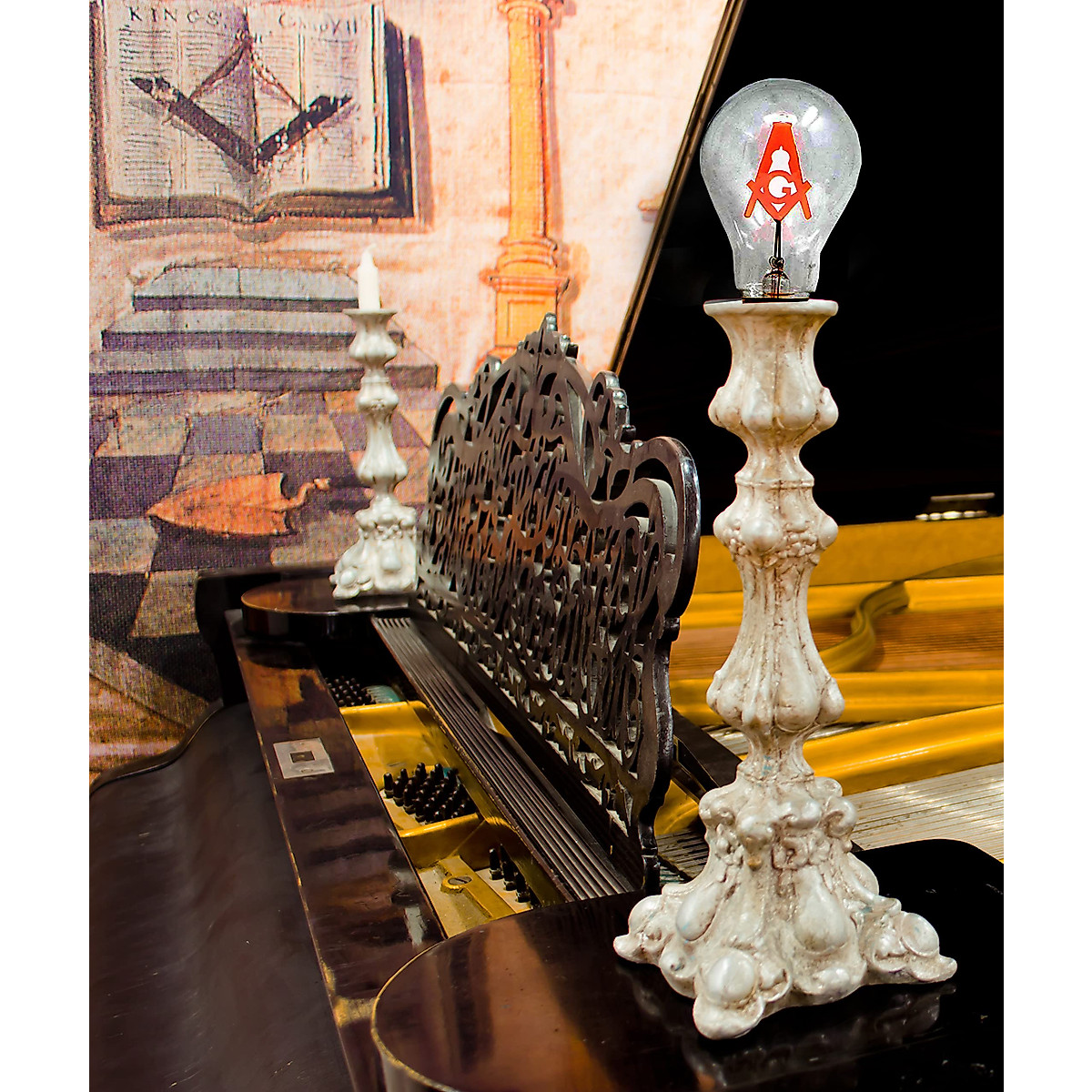 Mandala Crafts 3W Freemason Lightbulb Freemason Gifts for Men - Scottish Rite Shriners Prince Hall Masonic Gifts for Men – 2 PCs Freemason Square and Compass Emblem Light Bulb for Lodge Altar Decor