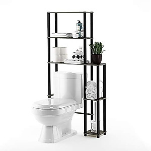 Furinno Turn-N-Tube with 5 Shelves Toilet Space Saver, French Oak Grey/Black
