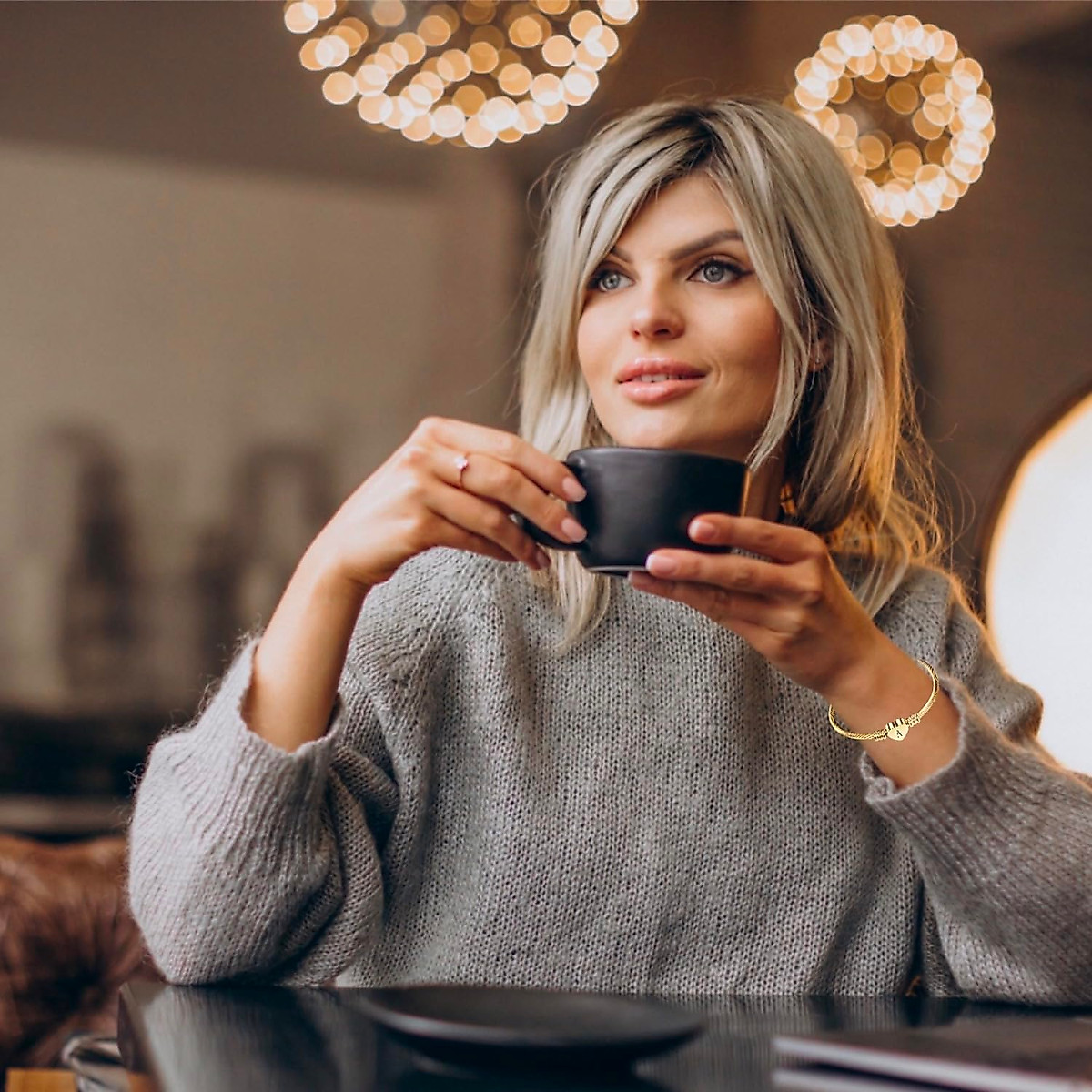 SBI Jewelry Women Gold Initial J Letter Cuff Bracelets Name Alphabet Heart Love Stainless Steel Friendship Daughter Mom Sister Christmas Birthday Anniversary