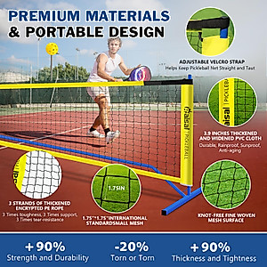 Baisal Pickleball Set with Net Portable Outdoor Indoor, 22FT Regulation Size Pickleball Net for Driveway with 4 Wooden Pickleball Paddles, 1 Pickle Ball Net, 4 Balls,1 Storage Bag, 1 Carry Bag