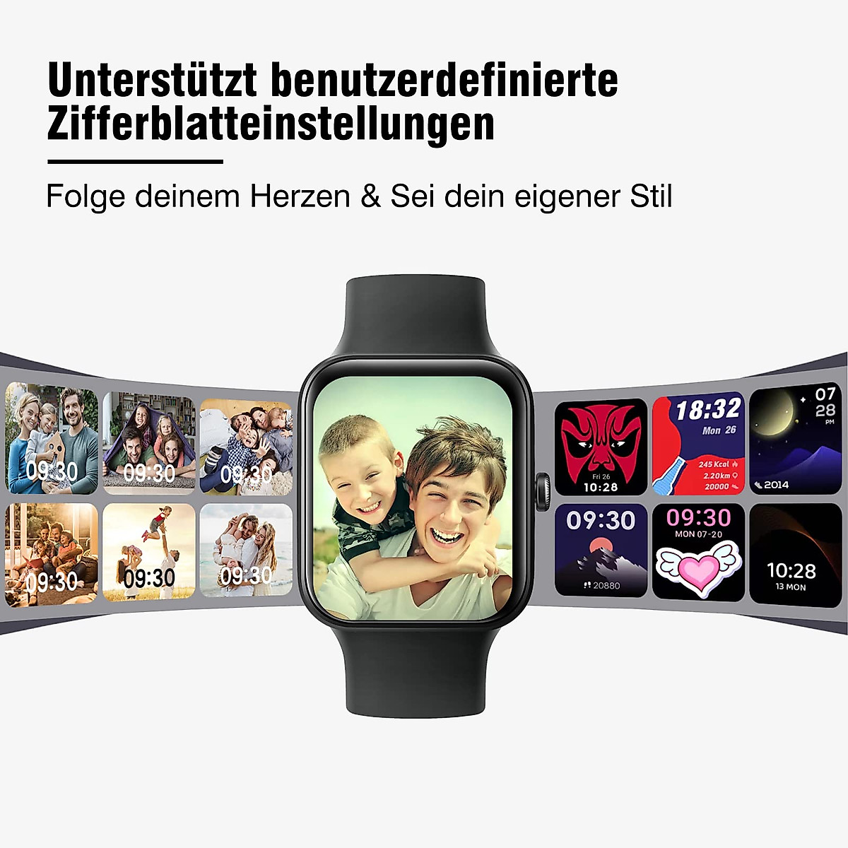 TMHAI Smart Watch, 1.69" Touch Screen Smartwatch with Blood Oxygen, Heart Rate and Sleep Monitor,for Android iOS Phones, 5ATM Waterproof Fitness Watch for Men Women