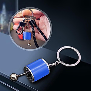 gunhunt 1 PC Car Shifter Keyring, 6 Speed Gear Key Clip, Universal Polished Metal Collectible Key Chain Creative Model (Blue)