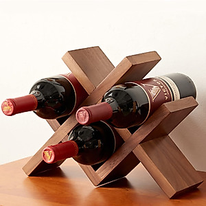 TRWISWDC Wine Rack Countertop Oak Wooden Wine Bottle Holder Rustic Free Standing Wine Storage Racks for Tabletop, Hutches and Display Cabinets - No Assembly Required (Walnut)