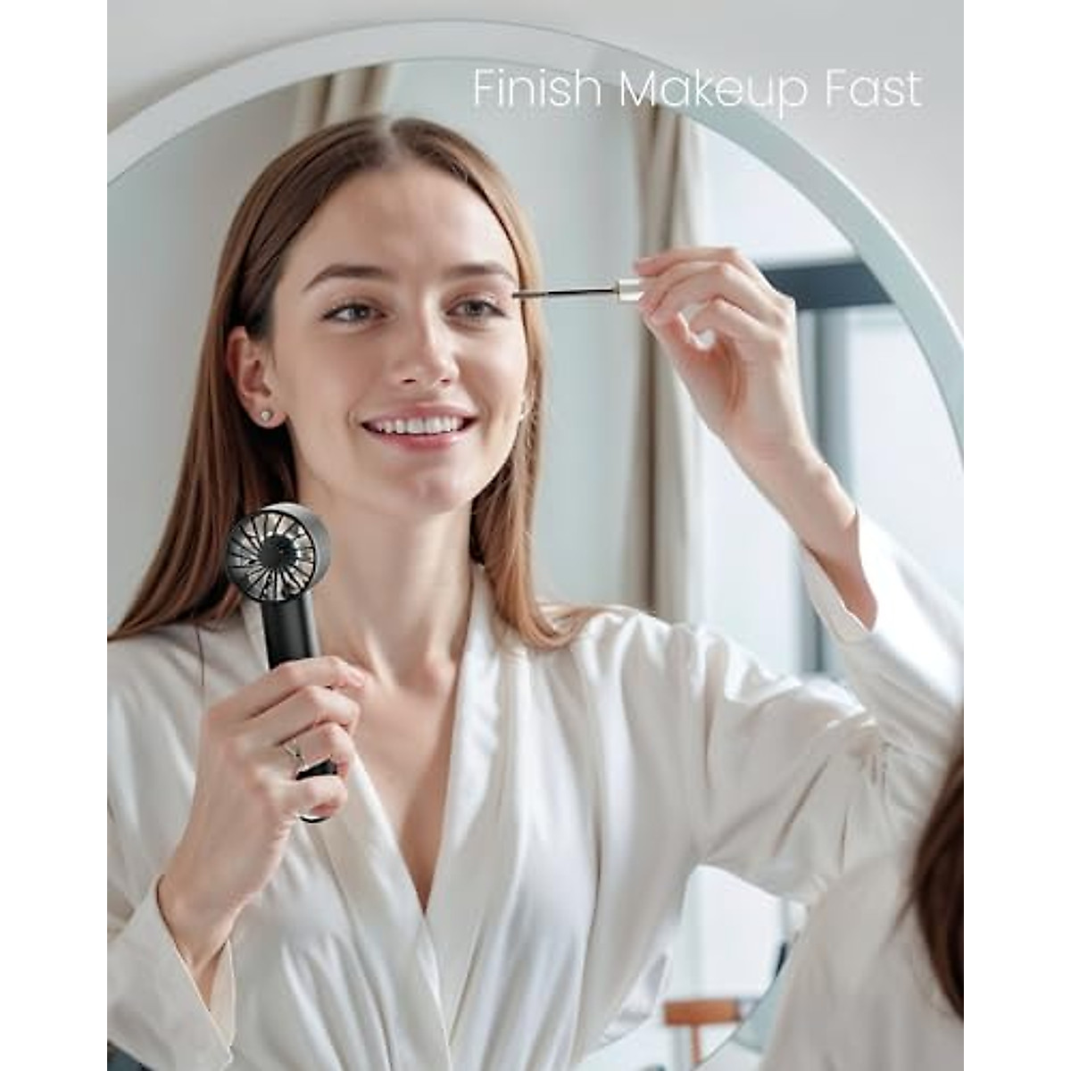 Gaiatop Portable Mini Fan, Handheld Personal Fan with LED Display, 3 Speeds, 2000mAh USB Rechargeable Battery Fan, LED Lighting, Small Desk Fan for Women Men Girls Kids Indoor Outdoor Travel Black