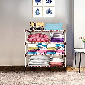 OppsDecor 10 Tiers Shoe Rack, Easy Assembled Shoe Stand Non-woven Fabric Shoe Tower, Sturdy Shoe Shelf Storage, Rack for Shoes Organizer Cabinet