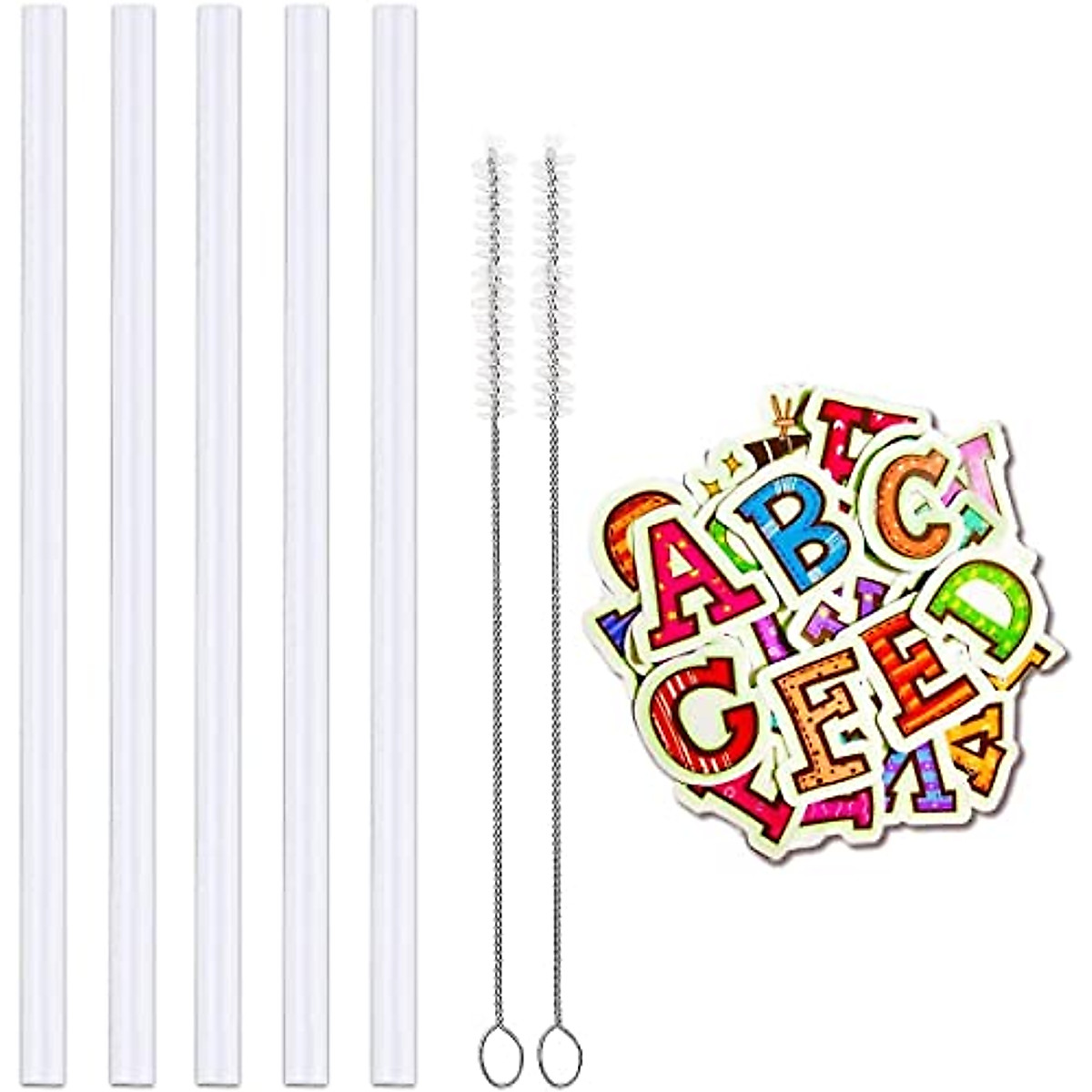 5 PCS Miracredo Replacement Straws for Simple Modern, Giotto, Thermoflask and More Water Flask, BPA Free Straws Fit Takeya Replacement Straw, Come with 2 Straw Cleaner Brushes