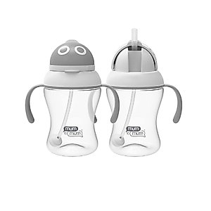 mum to mum Leak-proof Easy-drinking Space Robot Straw Cups 8oz for 6+ months, 2 Pack, MM203A