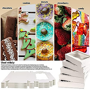 Cmkura 40 Pack Kraft Cookie Boxes with Clear Window,7" x 4 3/8" x 1 1/2",Paper Macaron Donut Candy Cakesicle Dessert Pastry Gift Box Container for Wedding,Party,Christmas,Birthday,Baby Shower(White)