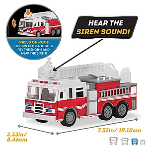 Driven by Battat — 1:24 Scale Fire Truck – Small Toy Truck with Lights, Sounds & More for Boys & Girls Age 3+
