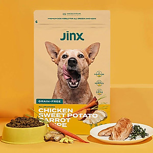 Jinx Premium Grain-Free Dry Dog Food, Real Chicken, Sweet Potato, Carrot Kibble with Superfoods & Probiotics, No Fillers, for All Lifestages, 4lb