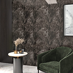 Black Marble Contact Paper Peel and Stick Countertops 15.8" x 78.7" Decorative Wallpaper Waterproof Marble Contact Paper for Countertops Removable Wall Paper Black Vinyl Film for Cabinets Liner