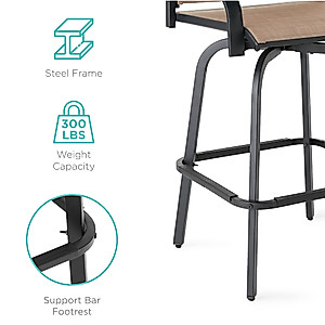 Best Choice Products Set of 2 Swivel Barstools, Bar Height Outdoor Chairs, 360 Rotating Patio Bar Stools w/All-Weather Mesh, 300lb Capacity - Tan
