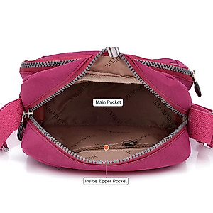 Blostirno Nylon Casual Shoulder Handbag Multi Pocket Crossbody Bag Waterproof Purse for Women Grape Purple