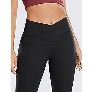 CRZ YOGA Womens Butterluxe Cross Waist Workout Leggings 25 Inches - V Crossover High Waisted Gym Athletic Yoga Leggings Black Small