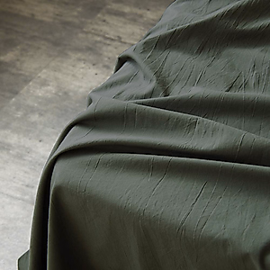 MKXI Olive Green Shabby Chic Duvet Cover Queen Textured Linen Look Soft Prewashed Cotton Bedding Set 1 Duvet Cover 90x90 Inches with Zipper and 2 Pillowcases