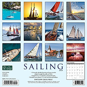 Willow Creek Press Sailing Monthly 2024 Wall Calendar (12" x 12")