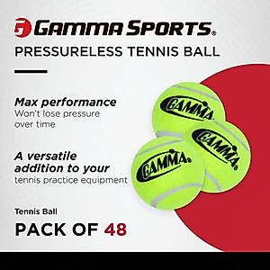 GAMMA Sports Pressureless Tennis-Balls Bucket, Bulk Tennis Balls, Premium Tennis Accessories, Pack of 48
