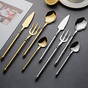 Gold Silverware Set for 16 Durable 18/10 Stainless Steel Flatware Set Creative Styles 64 Piece Modern Cutlery Tableware Utensils Set for Home Kitchen Wedding Restaurant Knives forks and Spoons (Color