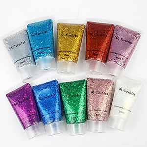 GL-Turelifes 30ml Sequins Chunky Glitter Liquid Eyeshadow Glitter Body Gel Festival Glitter Cosmetic Face Hair Nails Makeup Long Lasting Sparkling Easy to Apply, Easy to Remove (#03 Green)