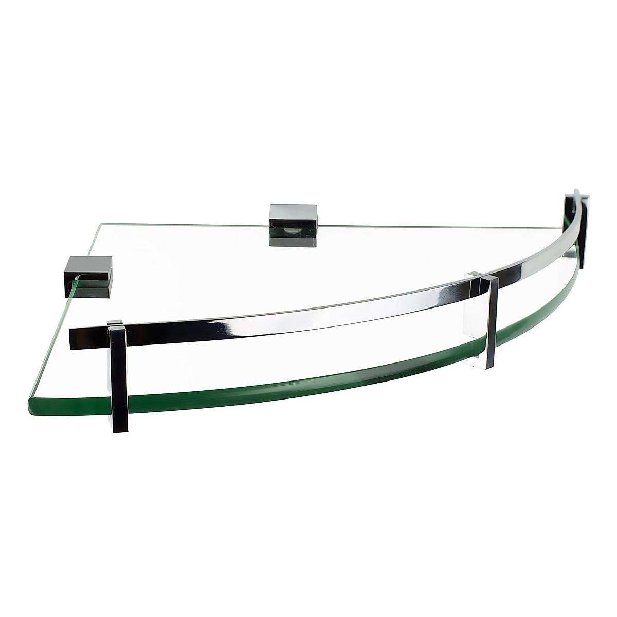 Mount-It! Glass Corner Shelf for Shower&Bathroom, Wall Mounted with Chrome Rail & 8mm Tempered Glass, 9.75 Inch