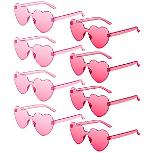 Chicpop Heart Shaped Sunglasses Candy Color Rimless Fun Heart Sunglasses for Women Men Party Favors