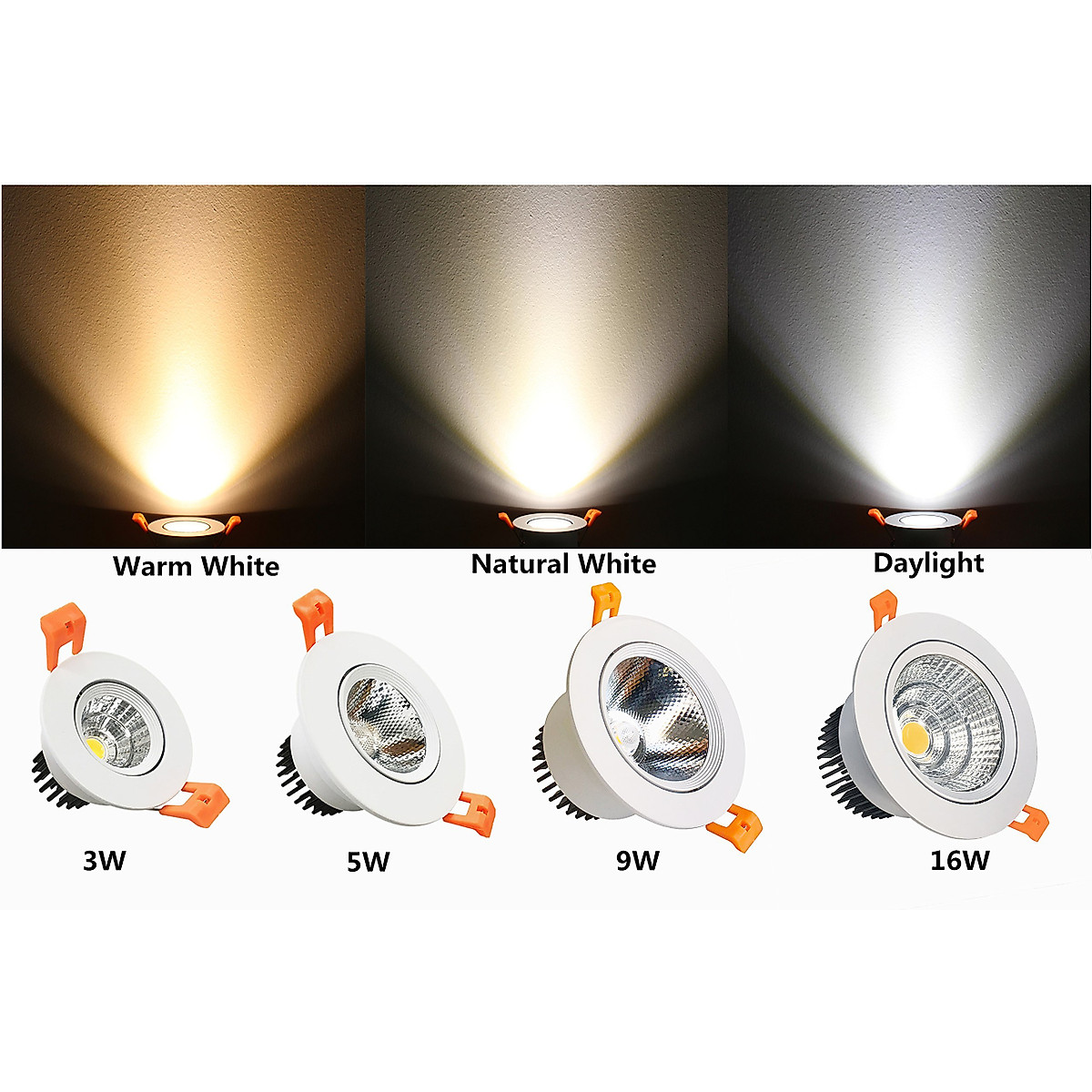 LightingWill 2inch LED Dimmable Downlight, 3W COB Recessed Ceiling Light, Daylight White 5500K-6000K, CRI80, 25W 220LM Halogen Bulbs Equivalent, White (10 Pack)