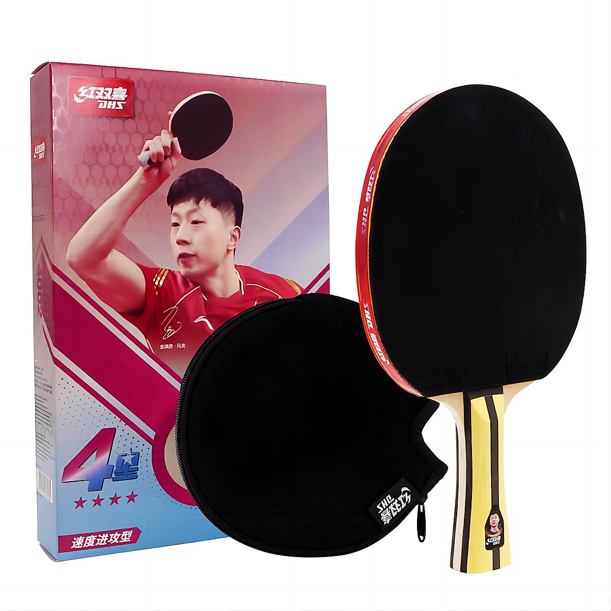 DHS Table Tennis Racket 4002, Ping Pong Paddle, Table Tennis Racquets - Shakehand with LANDSON Rubber Protector