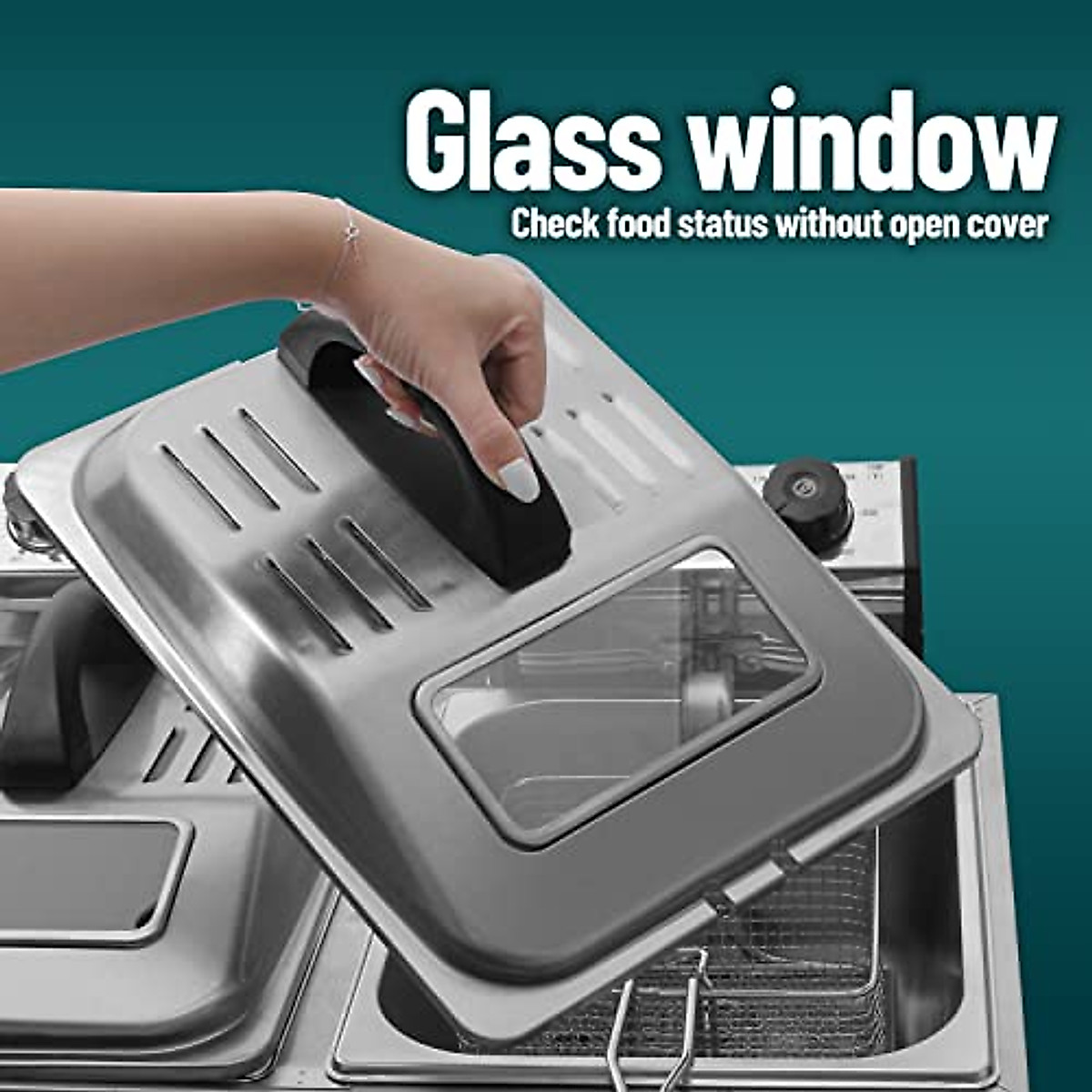 WantJoin Commercial Deep Fryer with Visible Window Deep fryer 2500W 12L （6L* 2)2 * 5.7QT Stainless Steel French Fry Double Deep Fast Fryer with 2 Baskets,Commercial Restaurant,Fast Food Restaurant