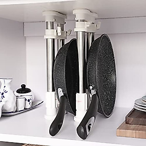 Hershii 2 Pack Expandable Closet Shelf Tension Rod Adjustable Metal Storage Rack Cabinet Organizer DIY Divider Separator for Wardrobe Cupboard Kitchen Bathroom, Ivory, 11.81-15.75 in