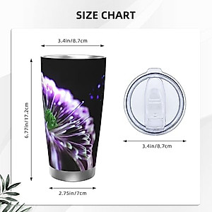 jshmgchw 3d Violet Green Glow 20oz Tumbler, Car Cup With Lid And Straw, Spill-Proof, Stainless Steel Double Wall Vacuum Insulated Reusable Coffee Travel Mug, For Cold Drinks, Hot Beverage