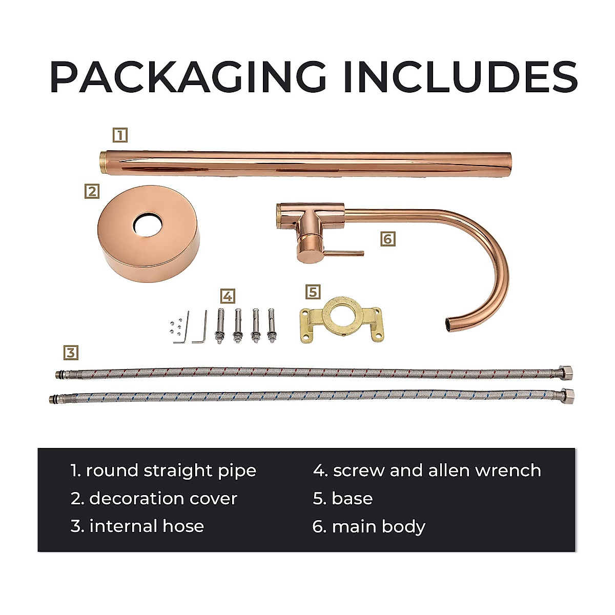 LFGUD Floor Mount Bathtub Faucet, Gold Finished Brass Bathroom Freestanding Tub Filler Single Handle Tub Spout