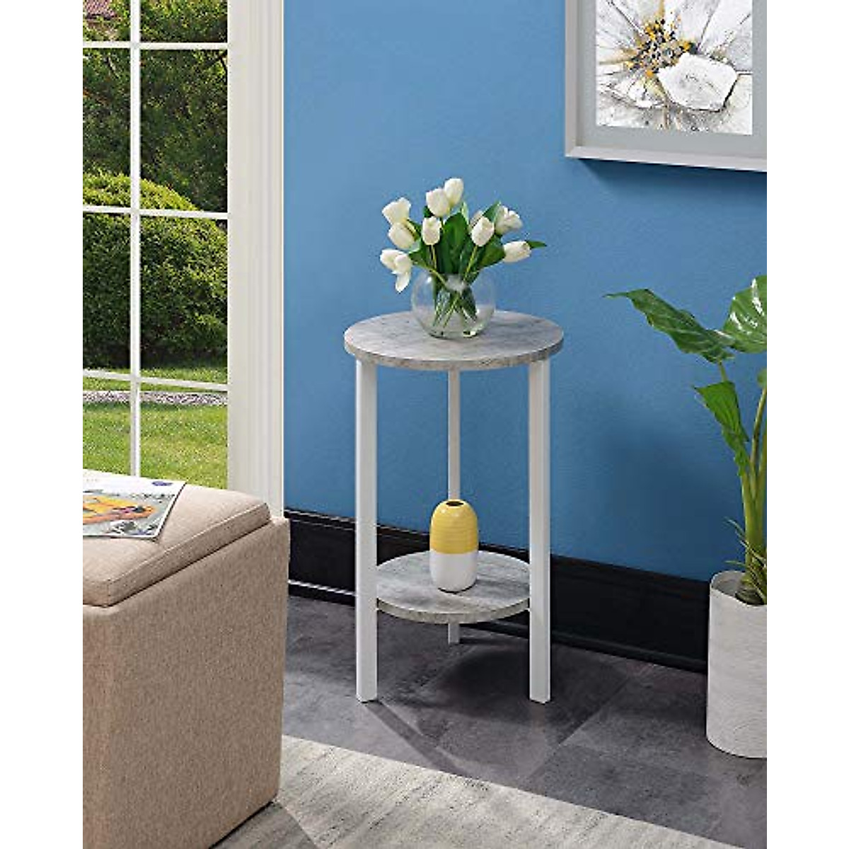 Convenience Concepts Graystone 31 inch 2 Tier Plant Stand, Faux Birch/White